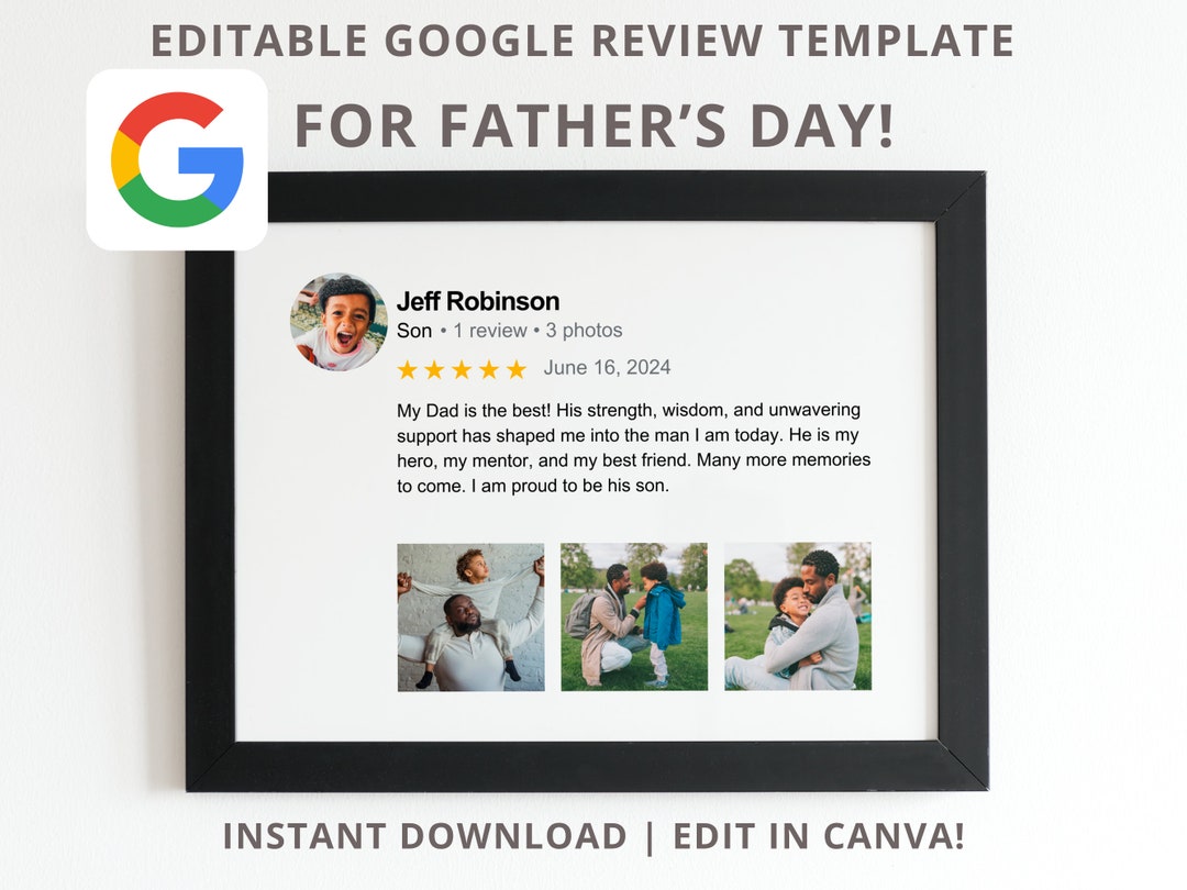 Personalized Google Review Poster, Fathers Day Google Review, First ...
