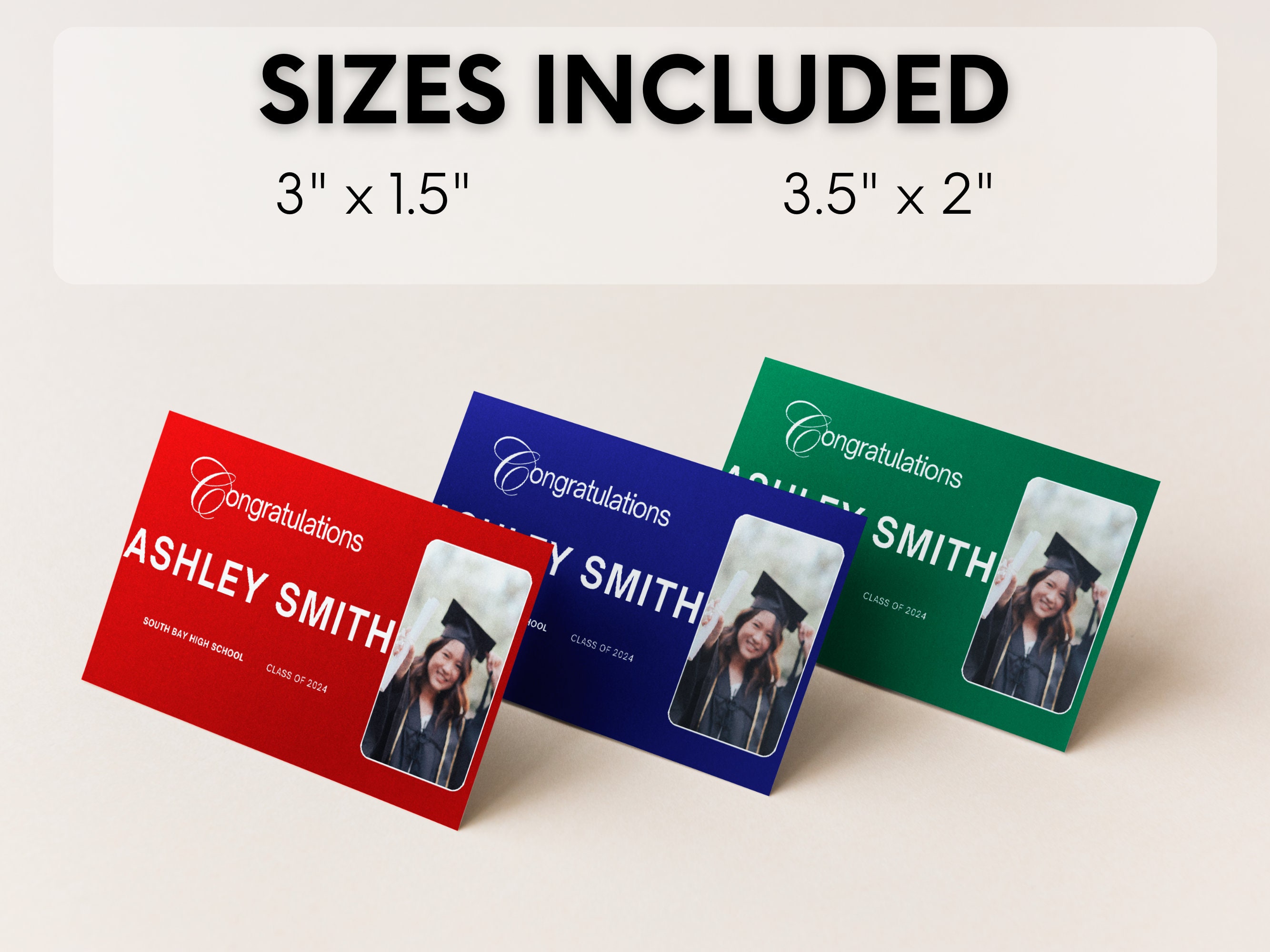 Editable Graduation Name Card Template, Printable Class 2023 Graduation ...