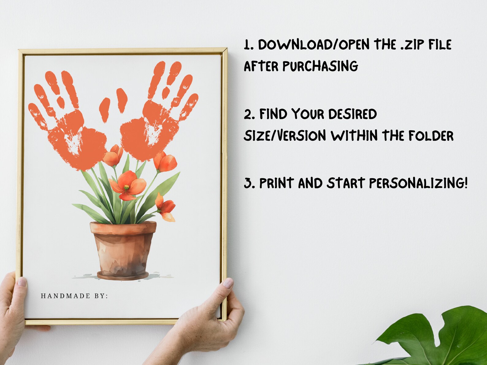 Flower Handprint Craft Art, Printable | Mothers Day, for Mom or Grandma ...