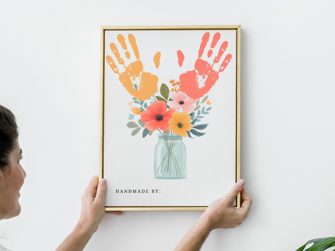 Mother's Day Craft Handprint Art Birthday Activity Floral Bouquet ...