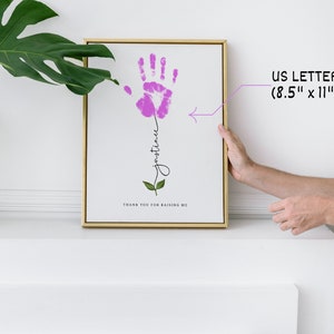 Custom Names Handprint Mother's Day Keepsake Grandma Floral Art Flower ...