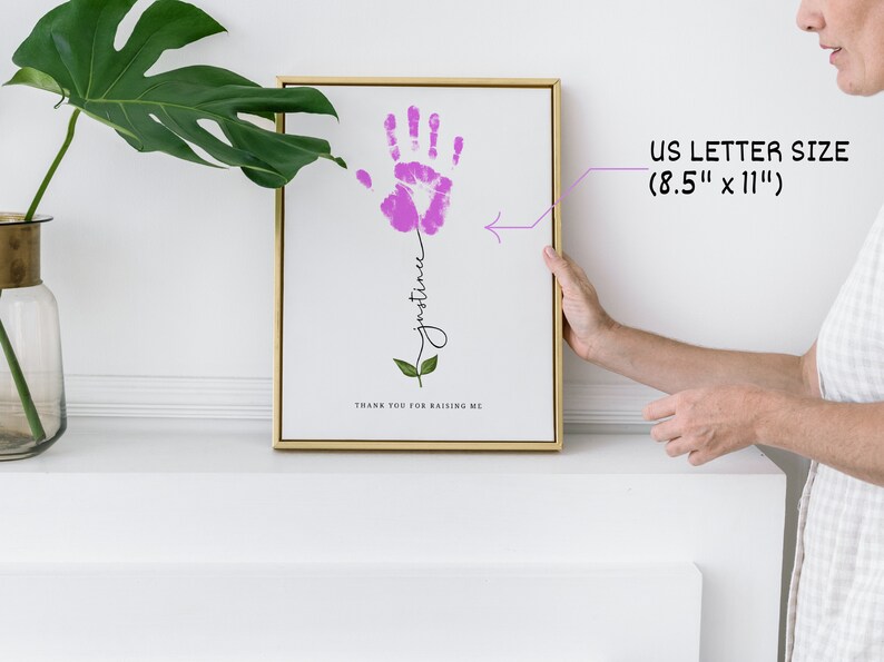 Custom Names Handprint Mother's Day Keepsake Grandma Floral Art Flower ...