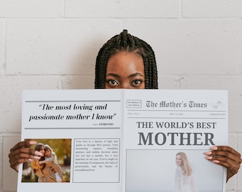 Mothers Day Newspaper Template, Mothers Day Gift Personalized, Mothers ...