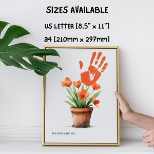Flower Handprint Craft Art, Printable | Mothers Day, for Mom or Grandma ...