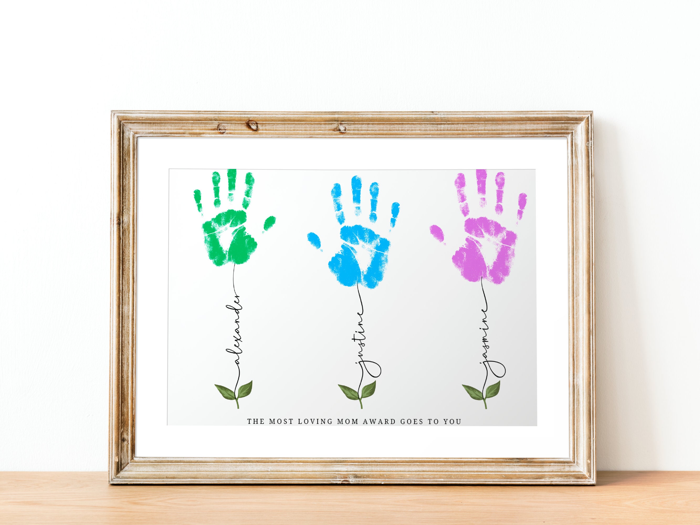 Custom Names Handprint Mother's Day Keepsake Grandma Floral Art Flower ...