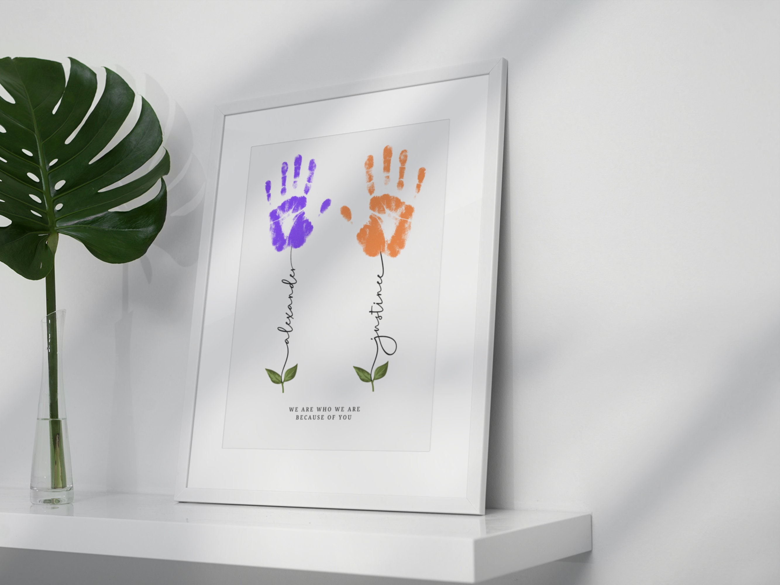 Custom Names Handprint Mother's Day Keepsake Grandma Floral Art Flower ...