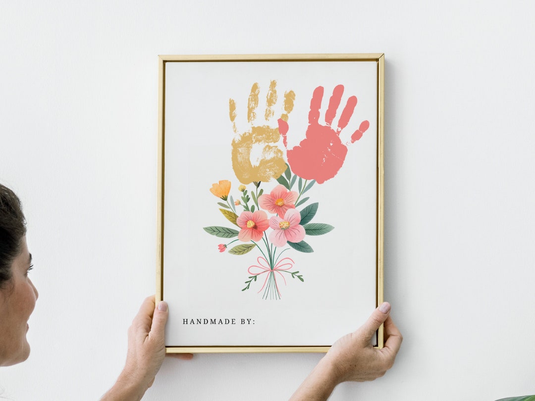 Flower Handprint Craft Art, Printable, for Mom or Grandparents ...