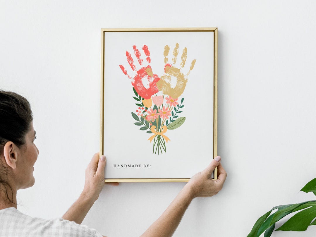 Mothers Day Flower Handprint Art, Printable, Mom Craft Gift From Baby ...