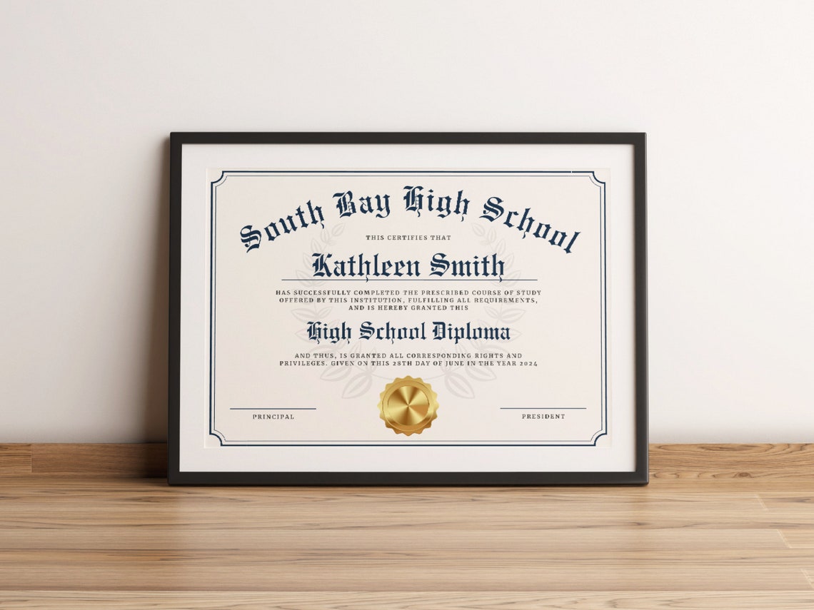Personalized High School Diploma, Home School Diploma, Diploma Template ...