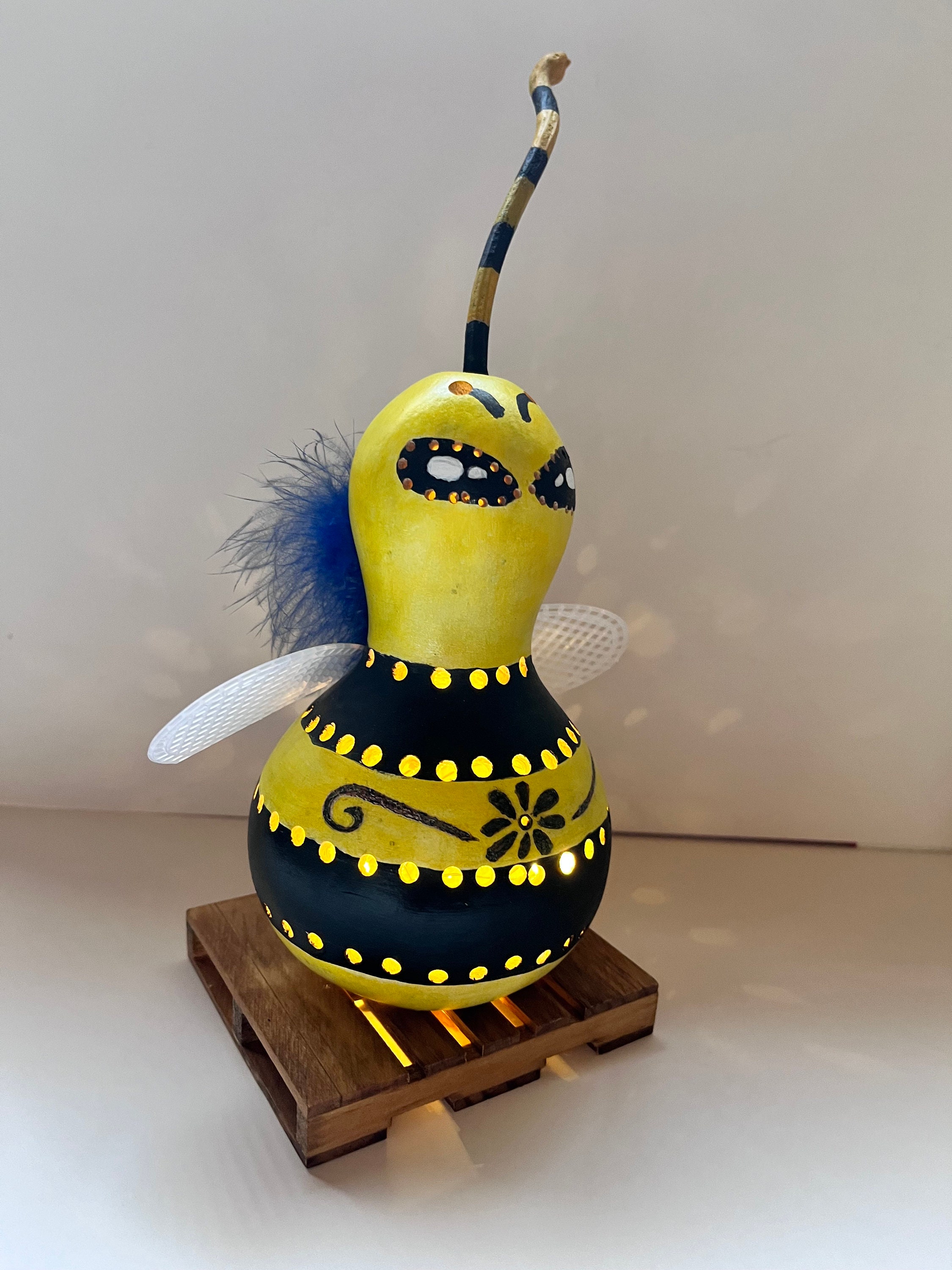 Gourd Lamp/ Natural Gourd Art/ Honeybee Gourd Lamp/ Night Lamp/room ...