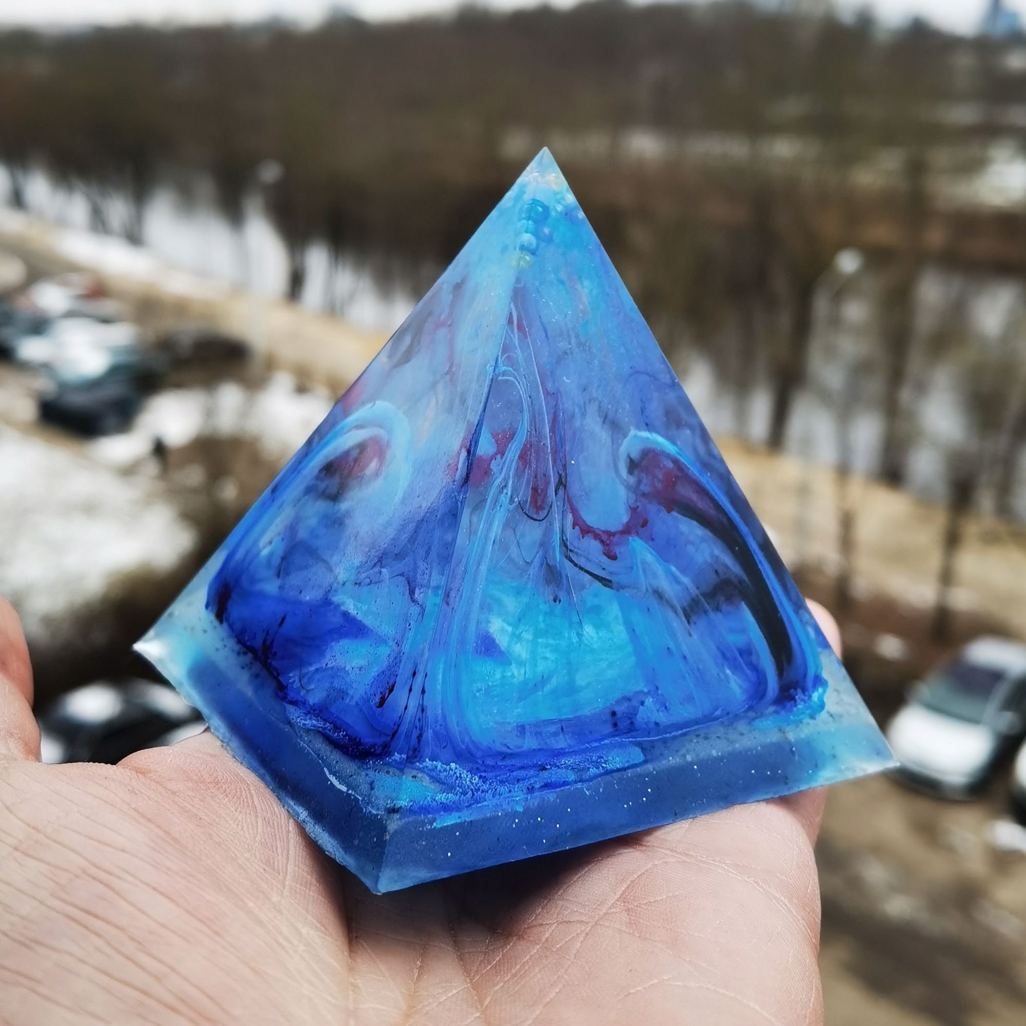 Blue Nebula Epoxy Pyramid - Etsy