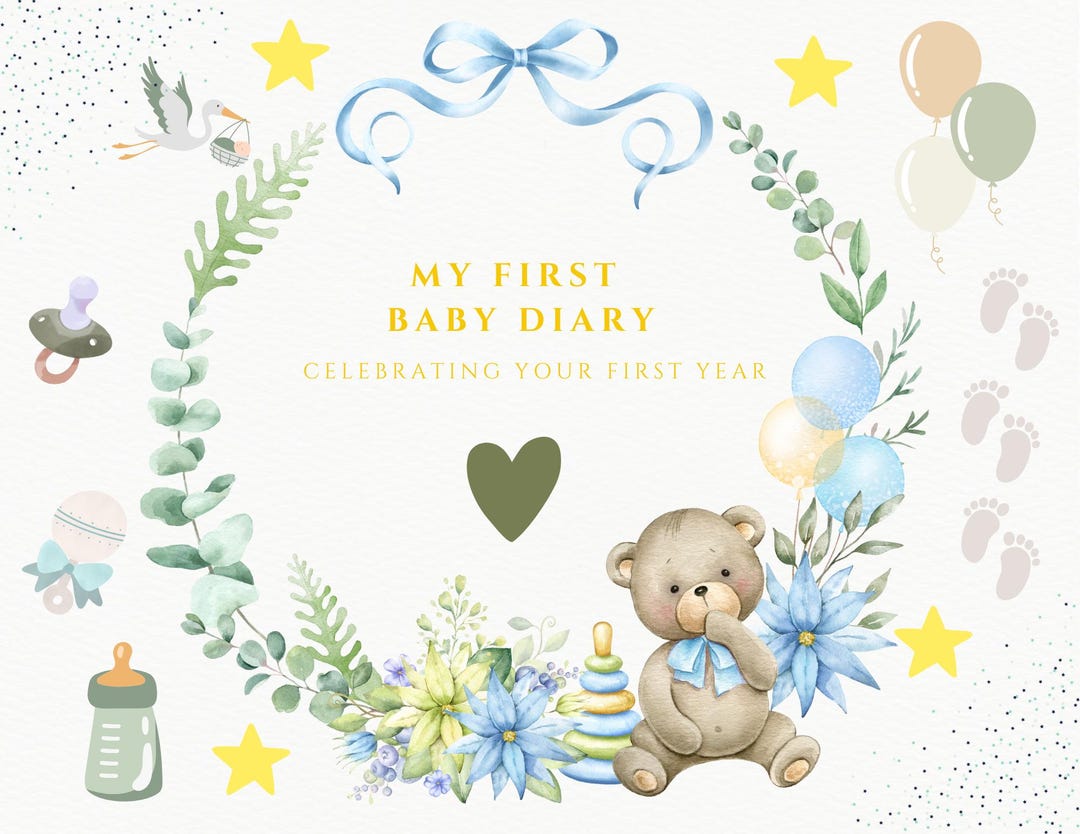 My First Baby Journal - Digital Template - Printable Milestone Book ...