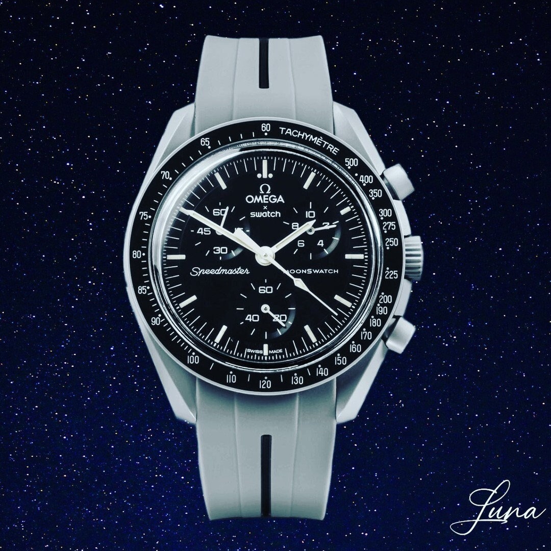 Moonswatch Luxury Strap Bracelet Grey/gray With Black Stripe Silicone ...