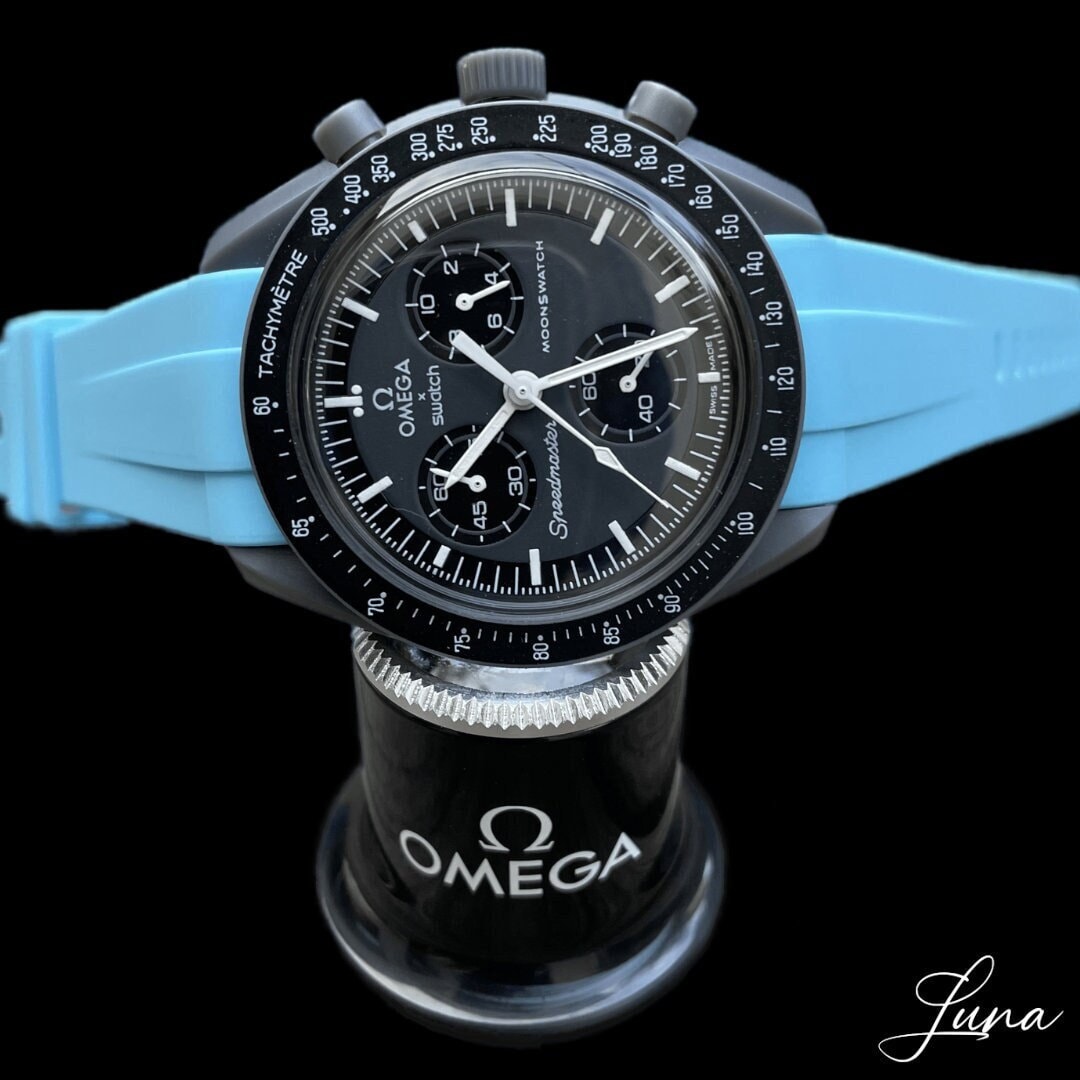 Moonswatch Strap Light Blue Omega X Swatch Watch & - Etsy