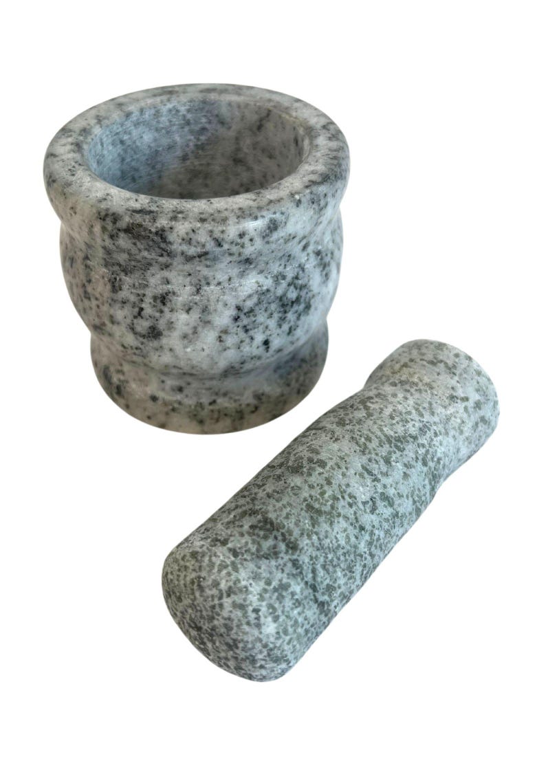 Traditional Natural Stone Mortar and Pestle Set Handcrafted Granite Garlic Press - Etsy