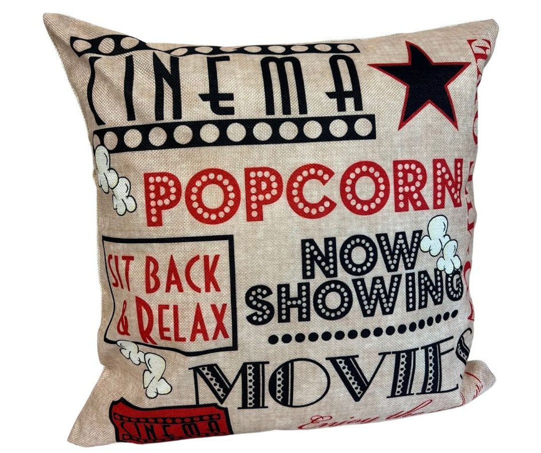 Cinema Popcorn Sit Back and Relax Accent Pillow Word Pillow - Etsy