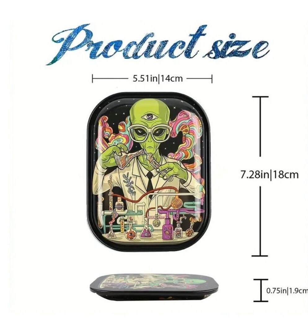Creative Alien Pattern Rolling Tray With Magnetic Lid 7.28 X 5.5 - Etsy