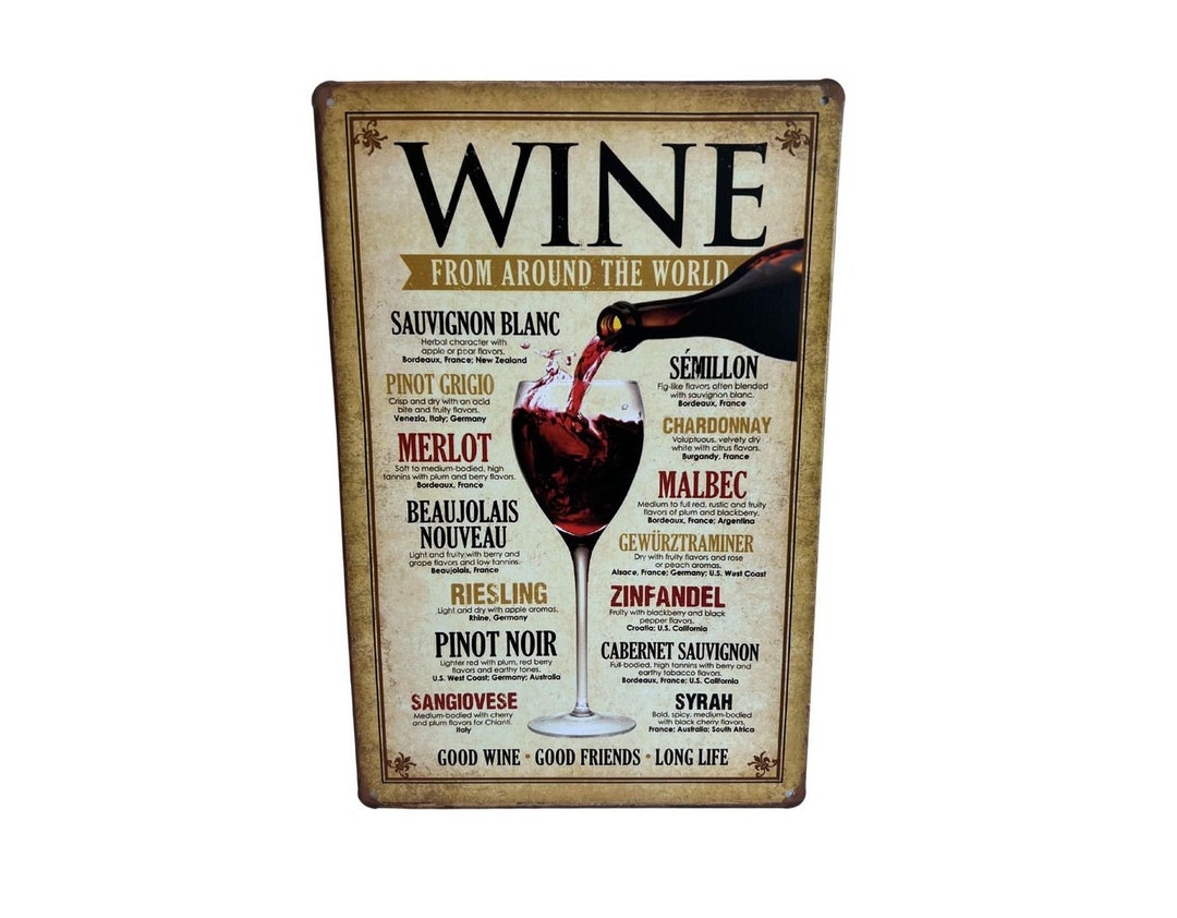Vintage Metal Wine Sign 8x12 Inch - Etsy