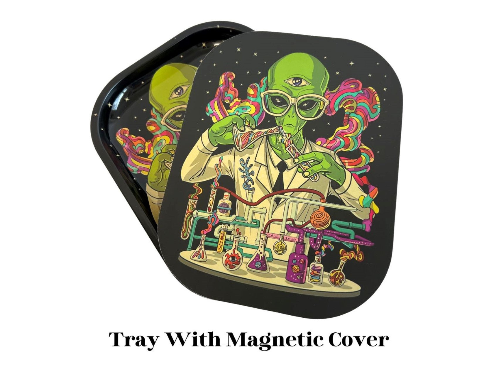 Creative Alien Pattern Rolling Tray With Magnetic Lid 7.28 X 5.5 - Etsy