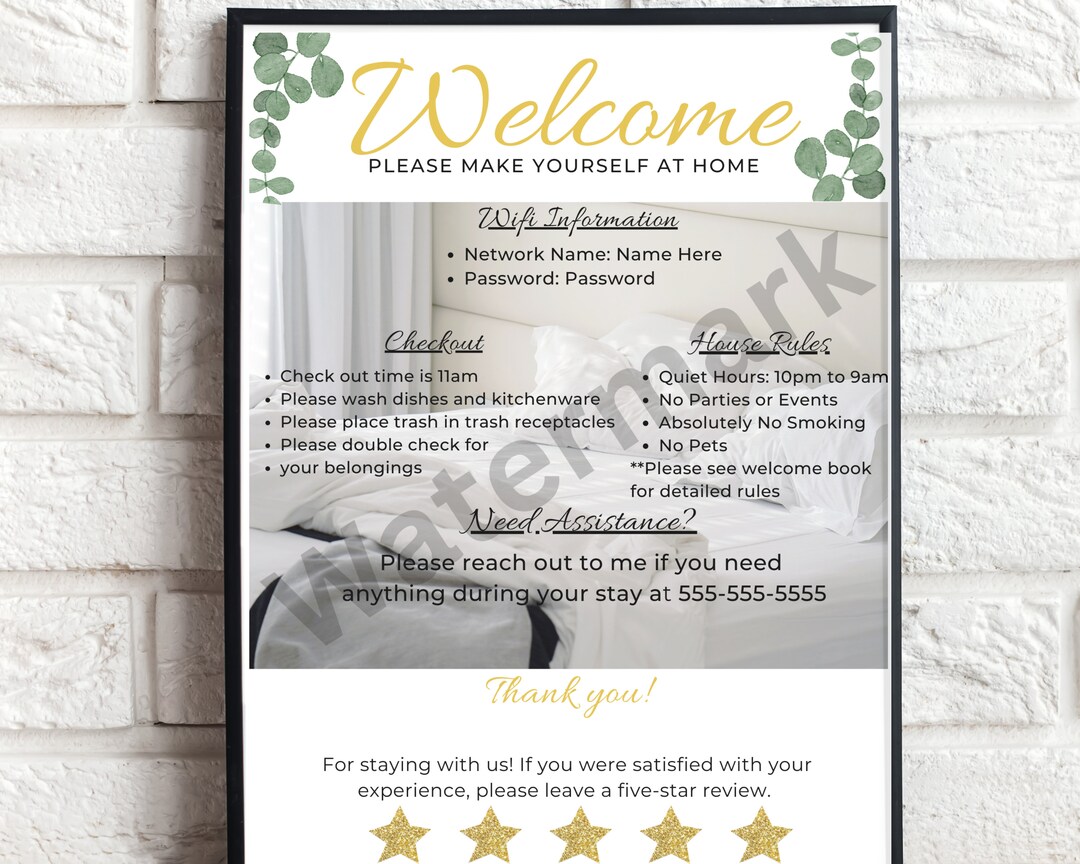 Airbnb Welcome Sign VRBO Welcome Sign House Rules Short Term Rental ...
