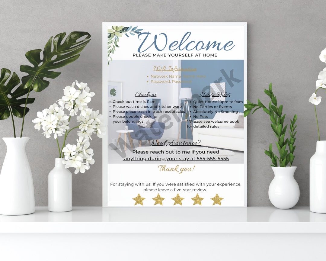 Airbnb Welcome Sign Template VRBO Welcome Sign House Rules Wifi ...