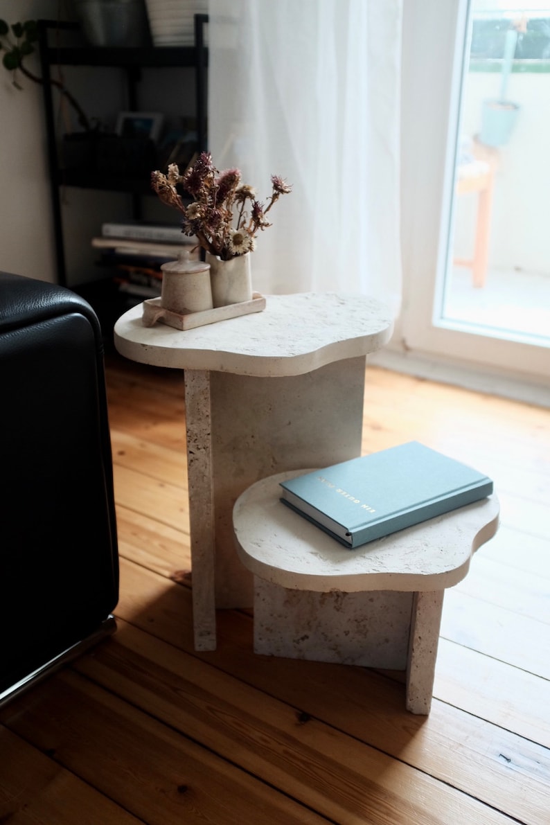 Natural Stone, Travertine, Italian Design 20 X 30 X 43 Cm, Coffee Table ...