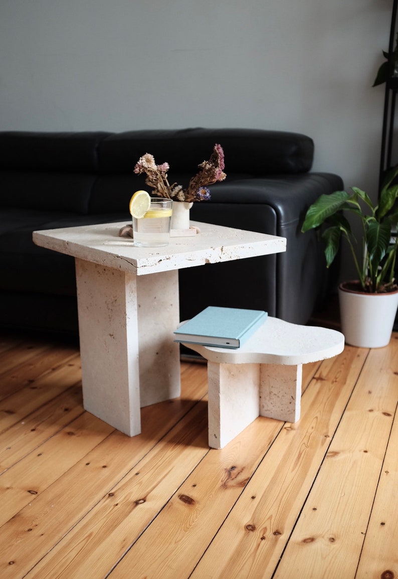Natural Stone Travertine Table 40 X 40 Cm Coffee Table - Etsy