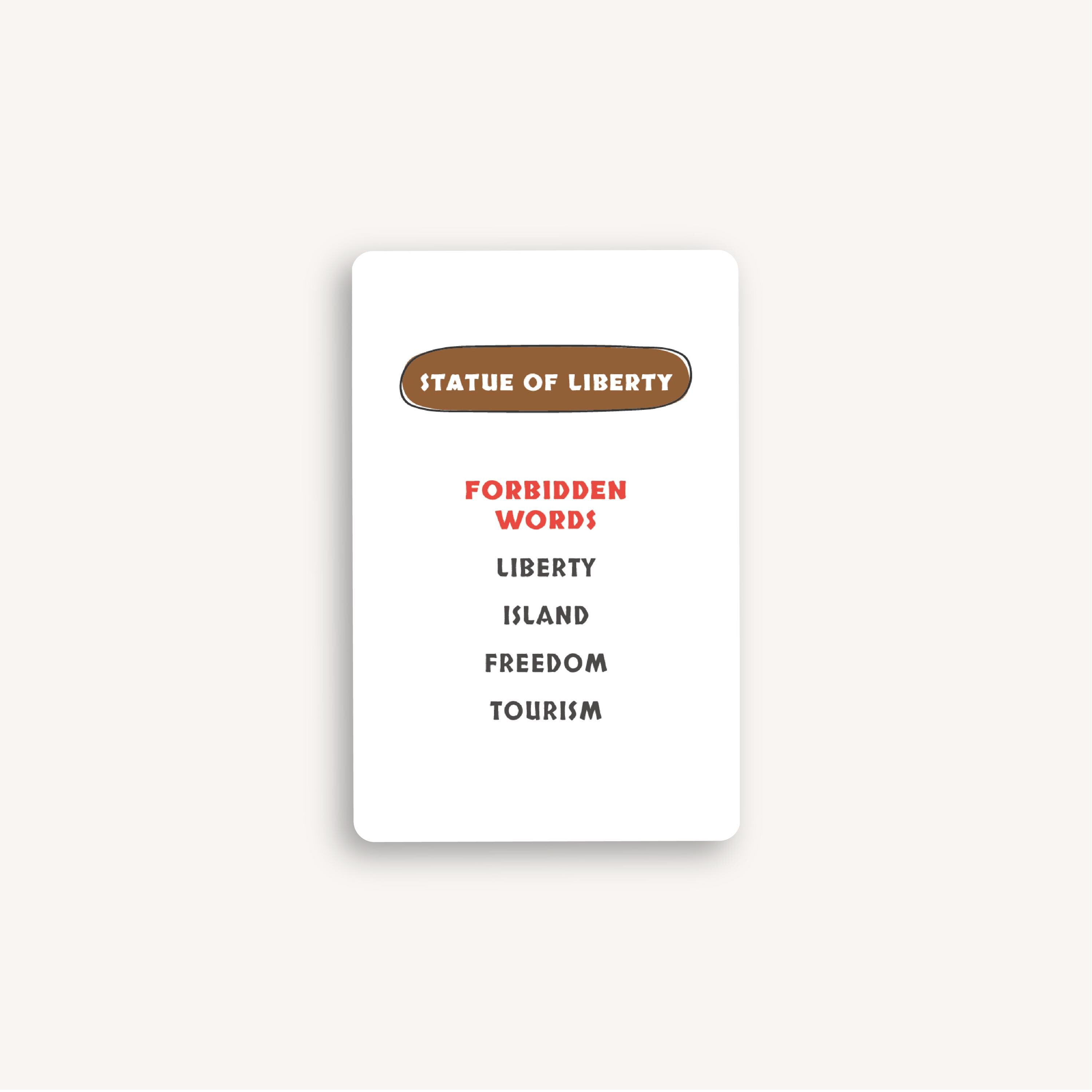 American Historical Wonders-themed Taboo Game 50 Printable Cards for ...
