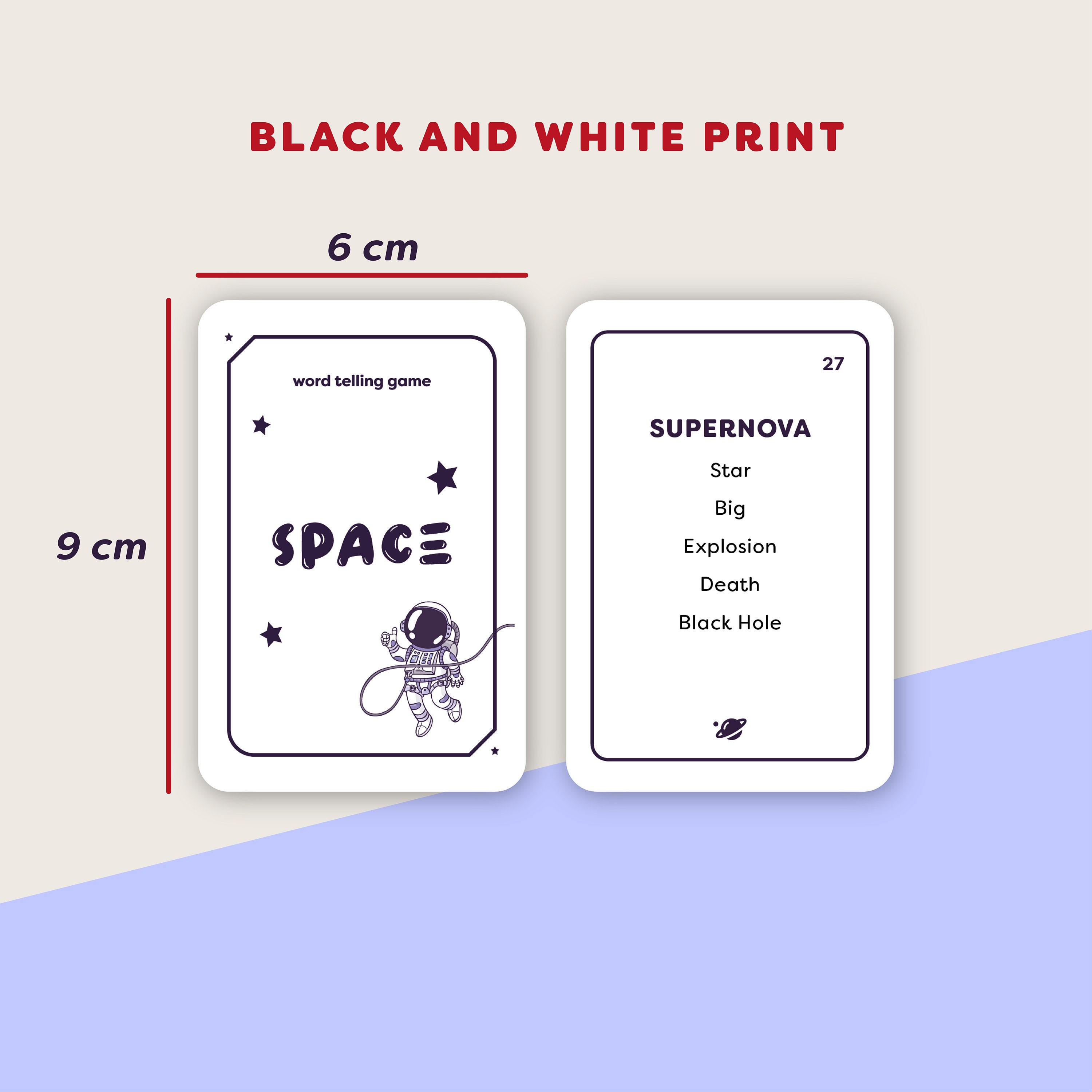 Space Taboo Games for Kids, Fun Flash Cards for Kids, Printable ...