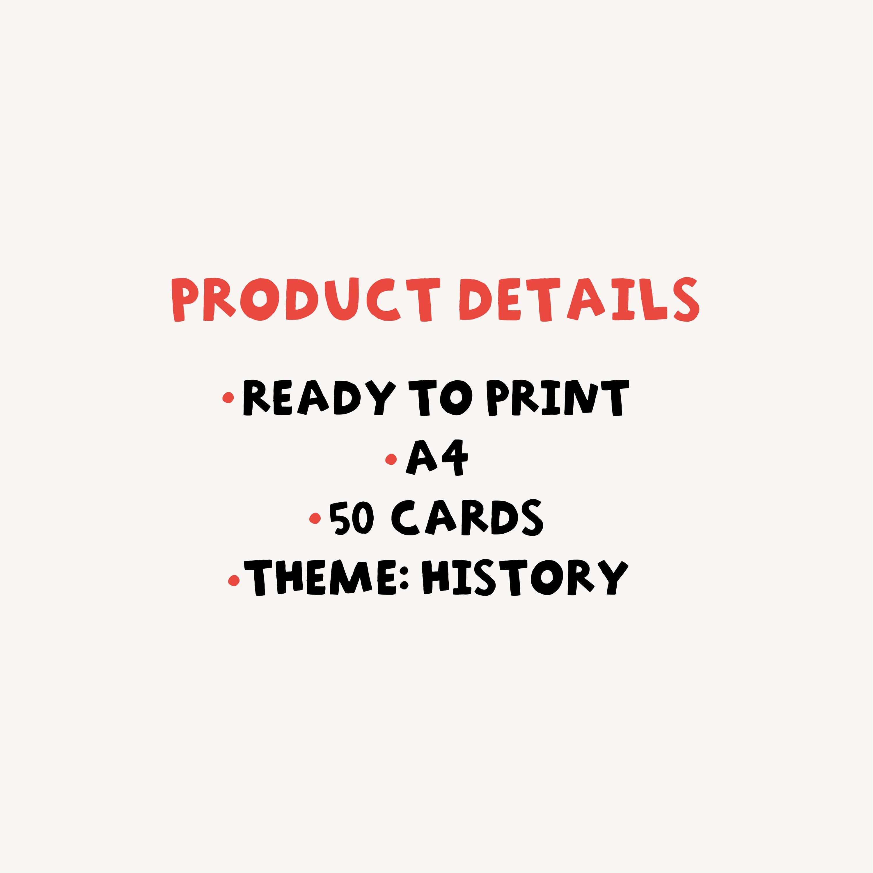 American Historical Wonders-themed Taboo Game 50 Printable Cards for ...