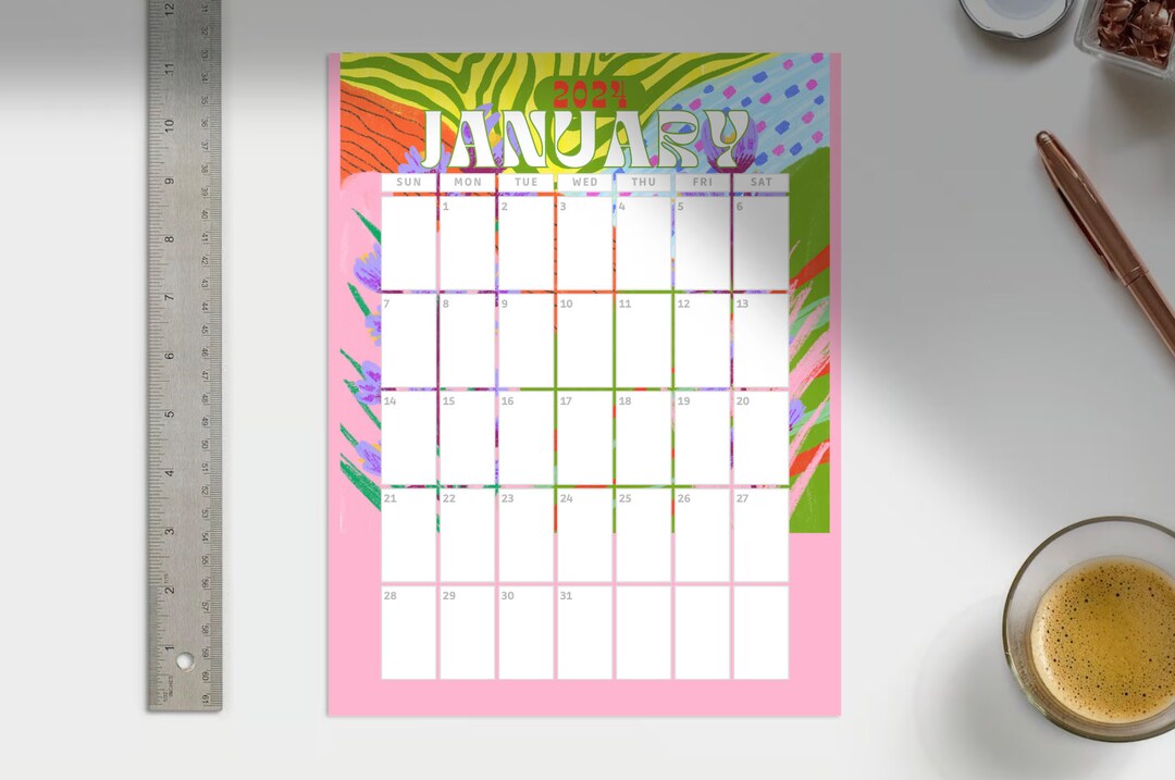 Abstract Color Flower Printable Calendar - Etsy