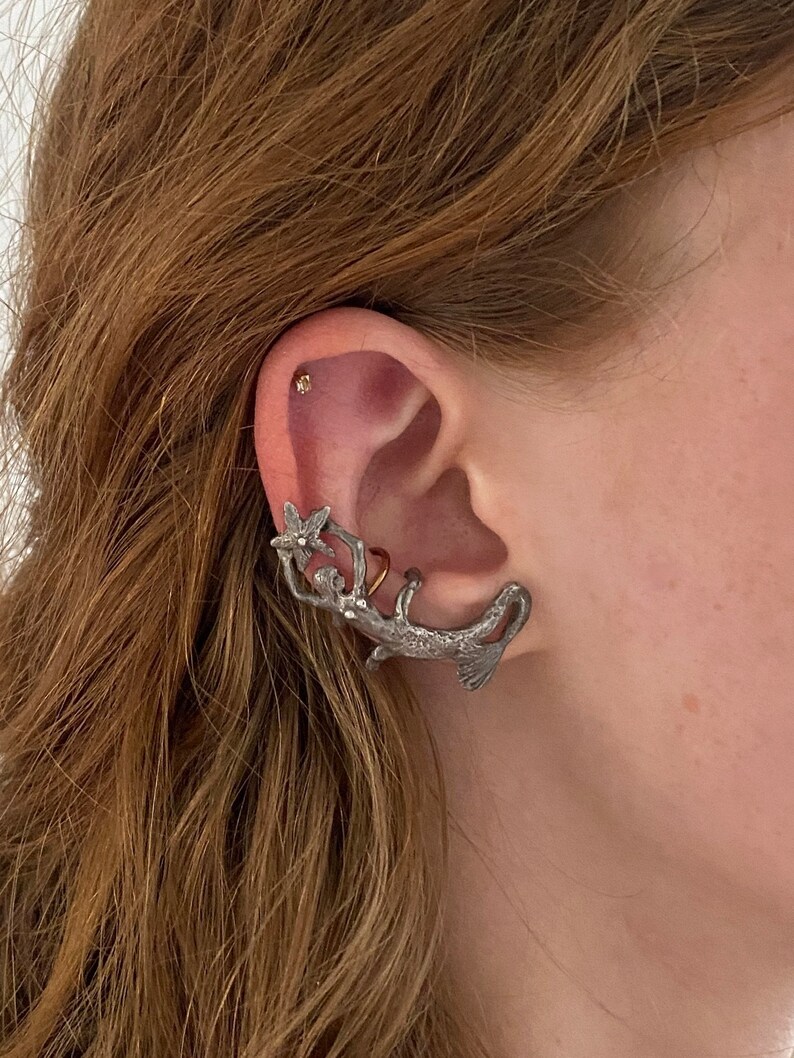 2000s Mermaid Ear Climber Cuff Bohemian Silver Right Ear Cuff - Etsy