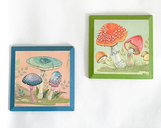70s Decor Mushroom Lithograph Art, Set of Two - Etsy