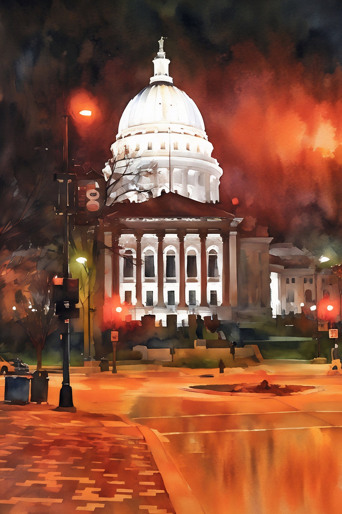 Artistic Print of Madison Capital at Night , Madison, Wisconsin - Etsy