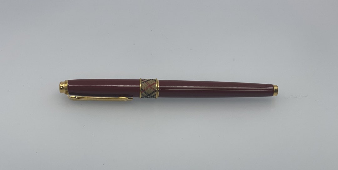 Burberry Roller Pen in Burgundy Red With Metal and Textile Details - Etsy