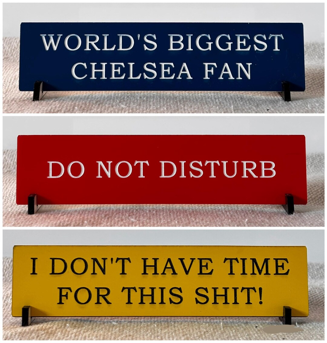 Coloured Customisable Desk Sign Personalised Desk Name Plate Funny ...