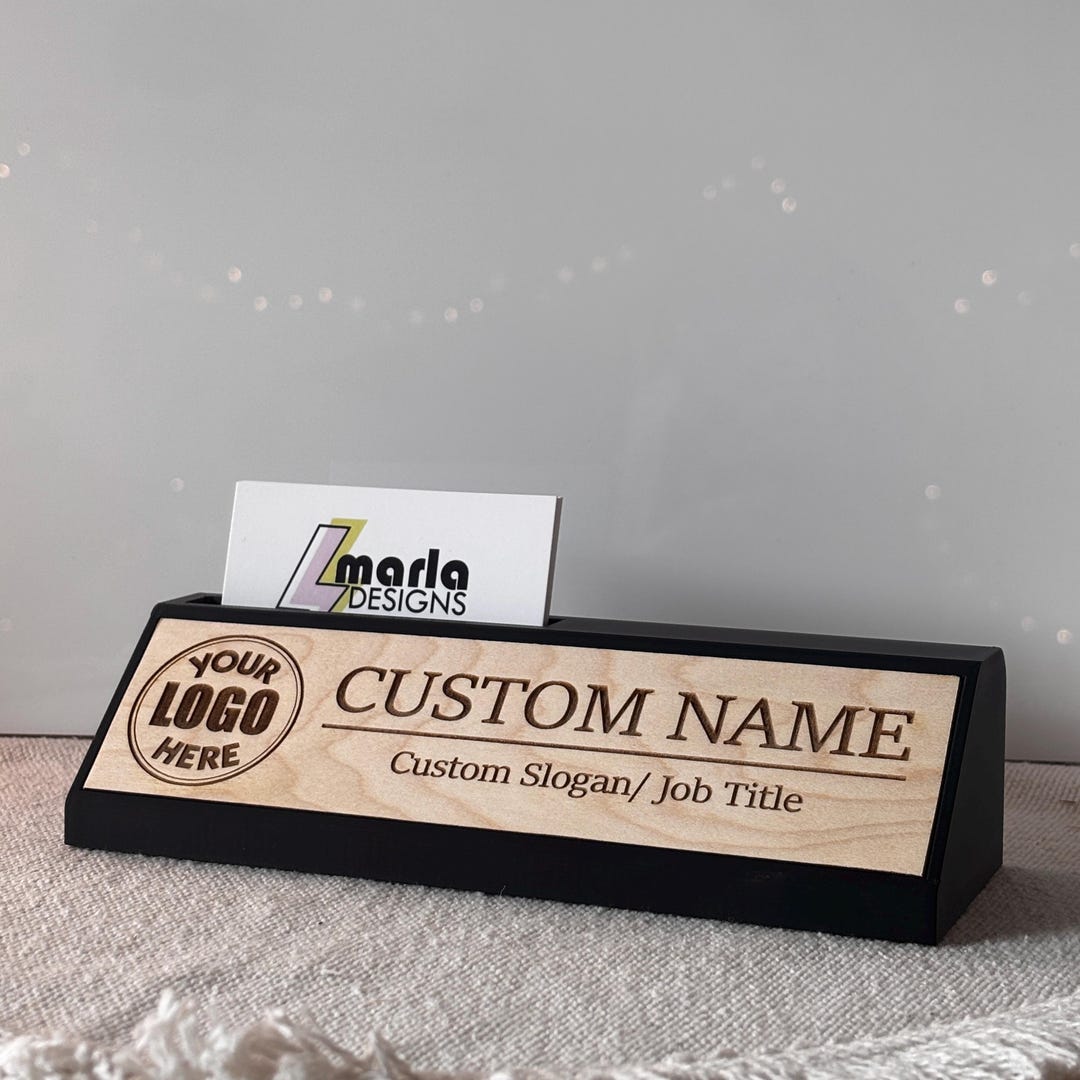 Personalised Business Card Holder Name Plate | Personalised Desk Sign ...