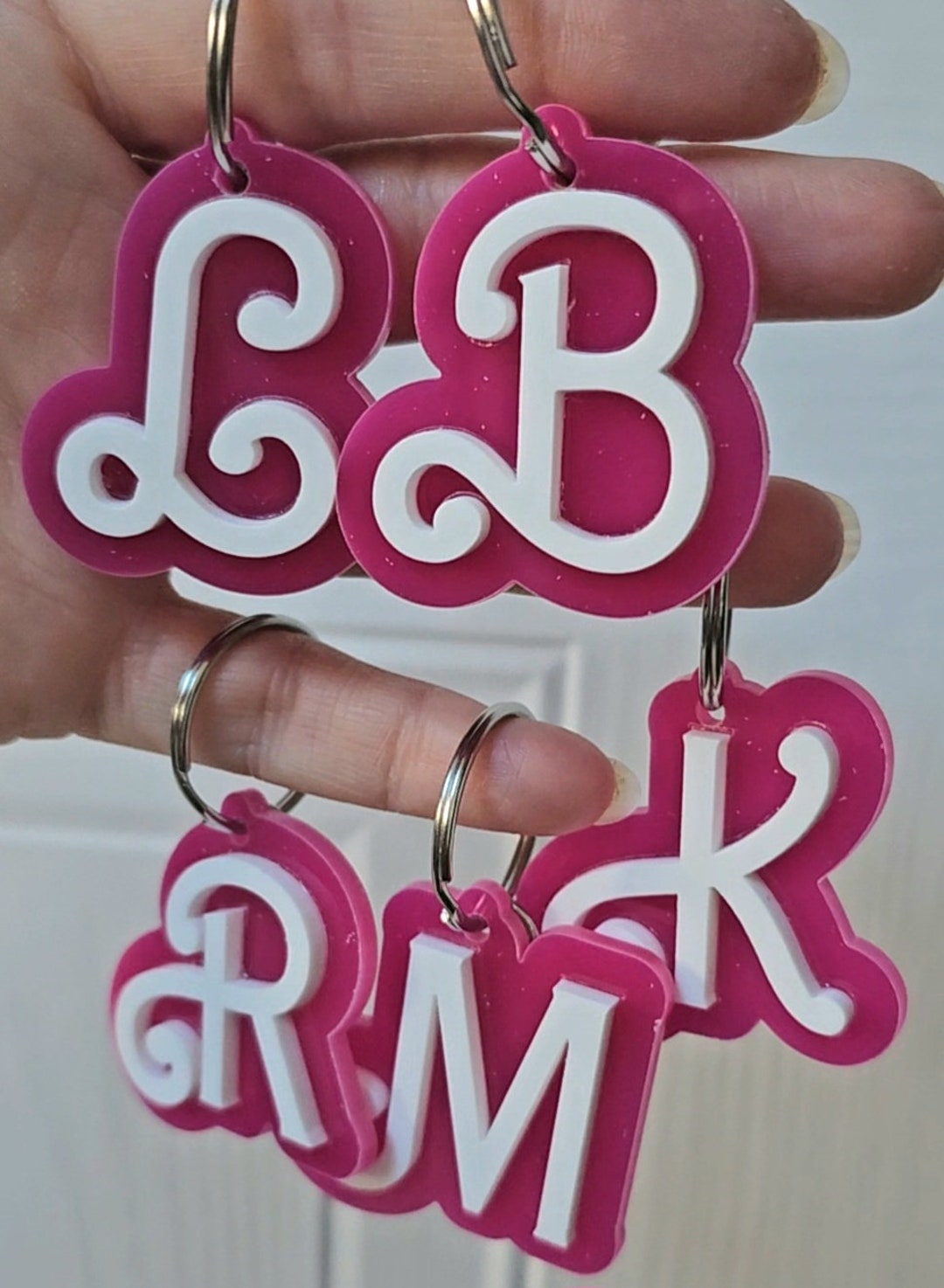 Barbie Style Letter Keyring Barbiecore Initial Keychain Bag Charm Pink ...