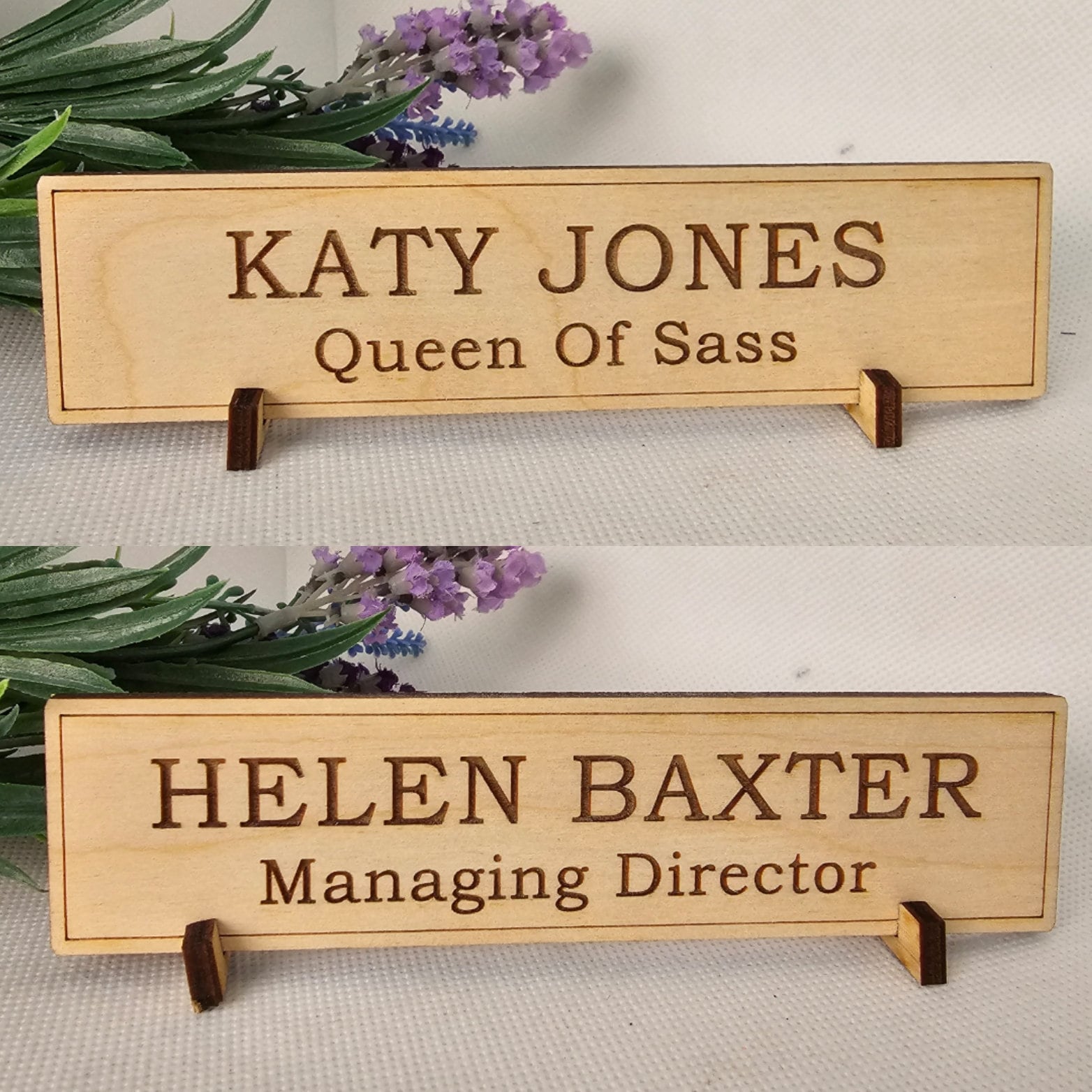 Personalised Wooden Desk Sign Name and Title Desk Plate - Etsy UK