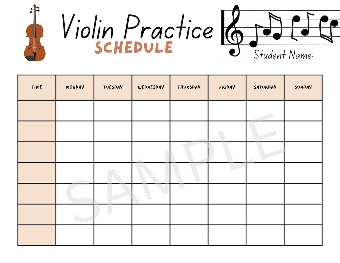 Violin Practice Schedule Chart for Violin Students - Etsy