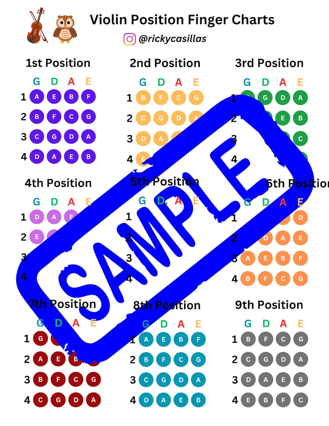 Violin Position Charts for Beginner and Advanced Violin Students - Etsy