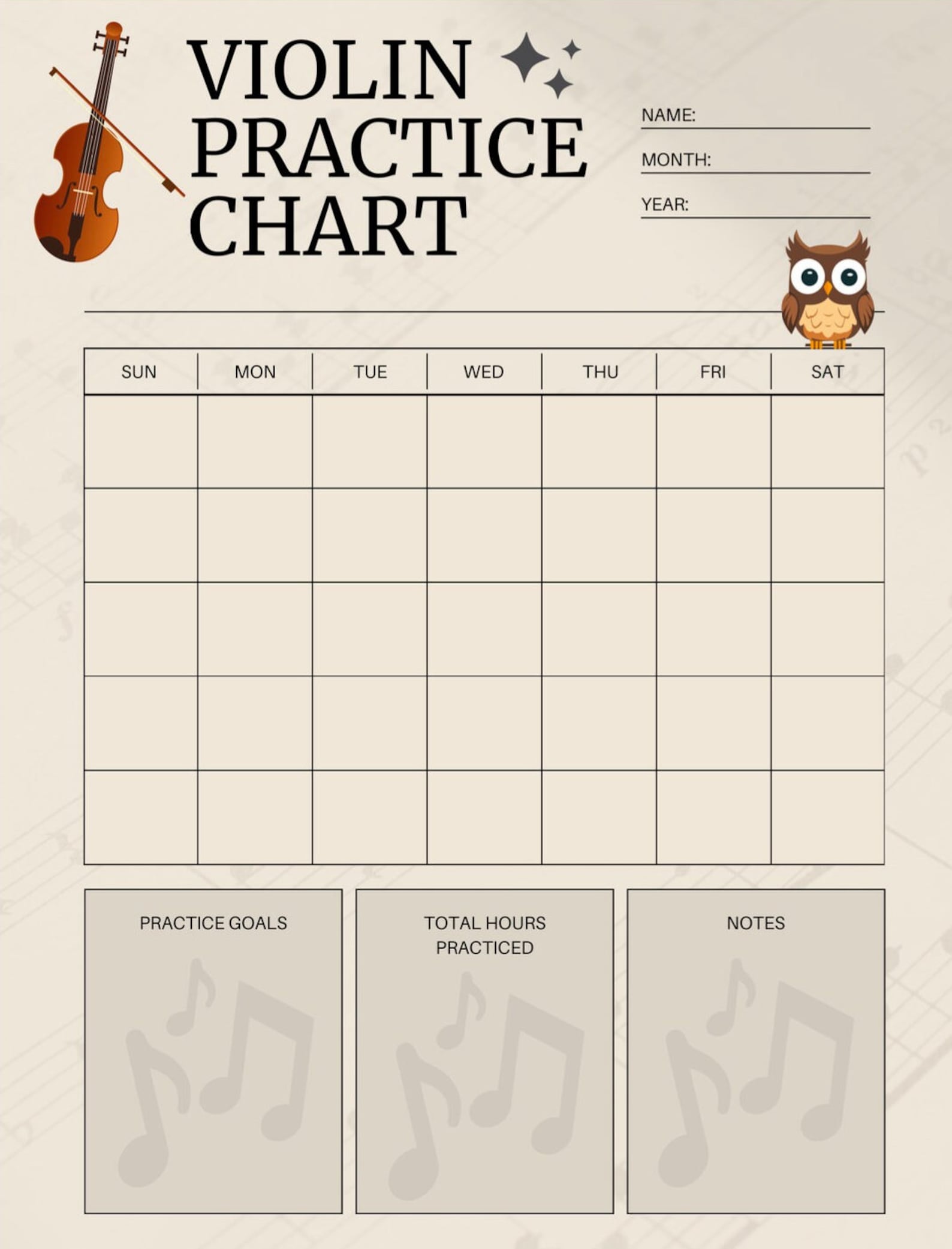 Violin Daily Practice Chart for Suzuki Violin Students - Etsy