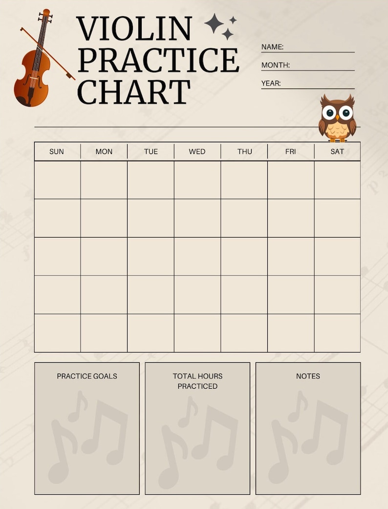 Violin Daily Practice Chart for Suzuki Violin Students - Etsy