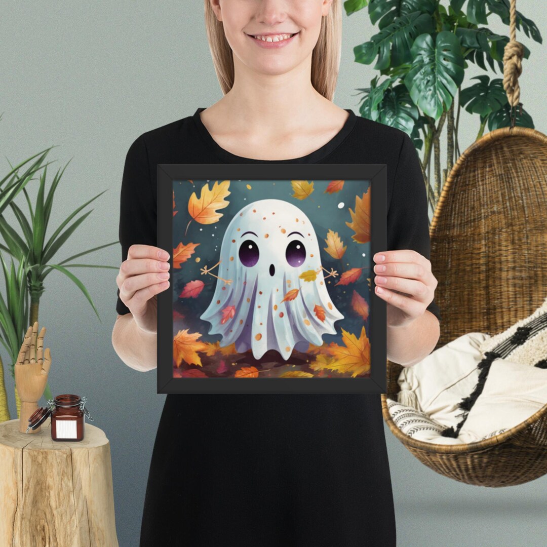 Cute Halloween and Fall Ghost Framed Poster - Etsy