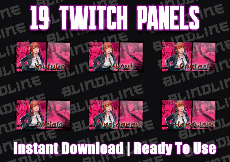 Anime Cute Girl Makima Chainsaw Twitch Panels With Background X19 ...