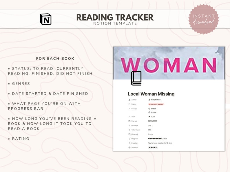 Notion Reading Tracker Template // Notion Book Tracker || Notion ...