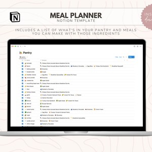 Notion Meal Planner Template // Meal Planning Dashboard | Meal Planner ...