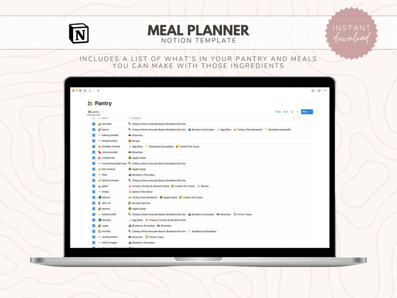 Notion Meal Planner Template // Meal Planning Dashboard | Meal Planner ...