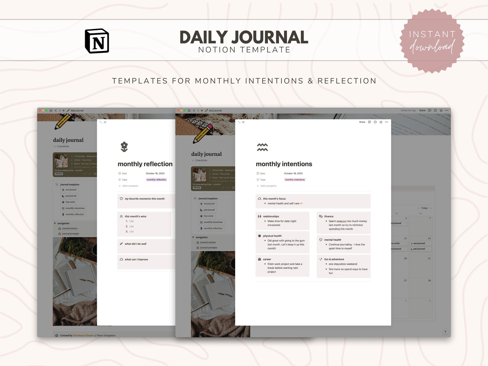 Notion Daily Journal Template // Notion Dashboard | Notion Templates ...