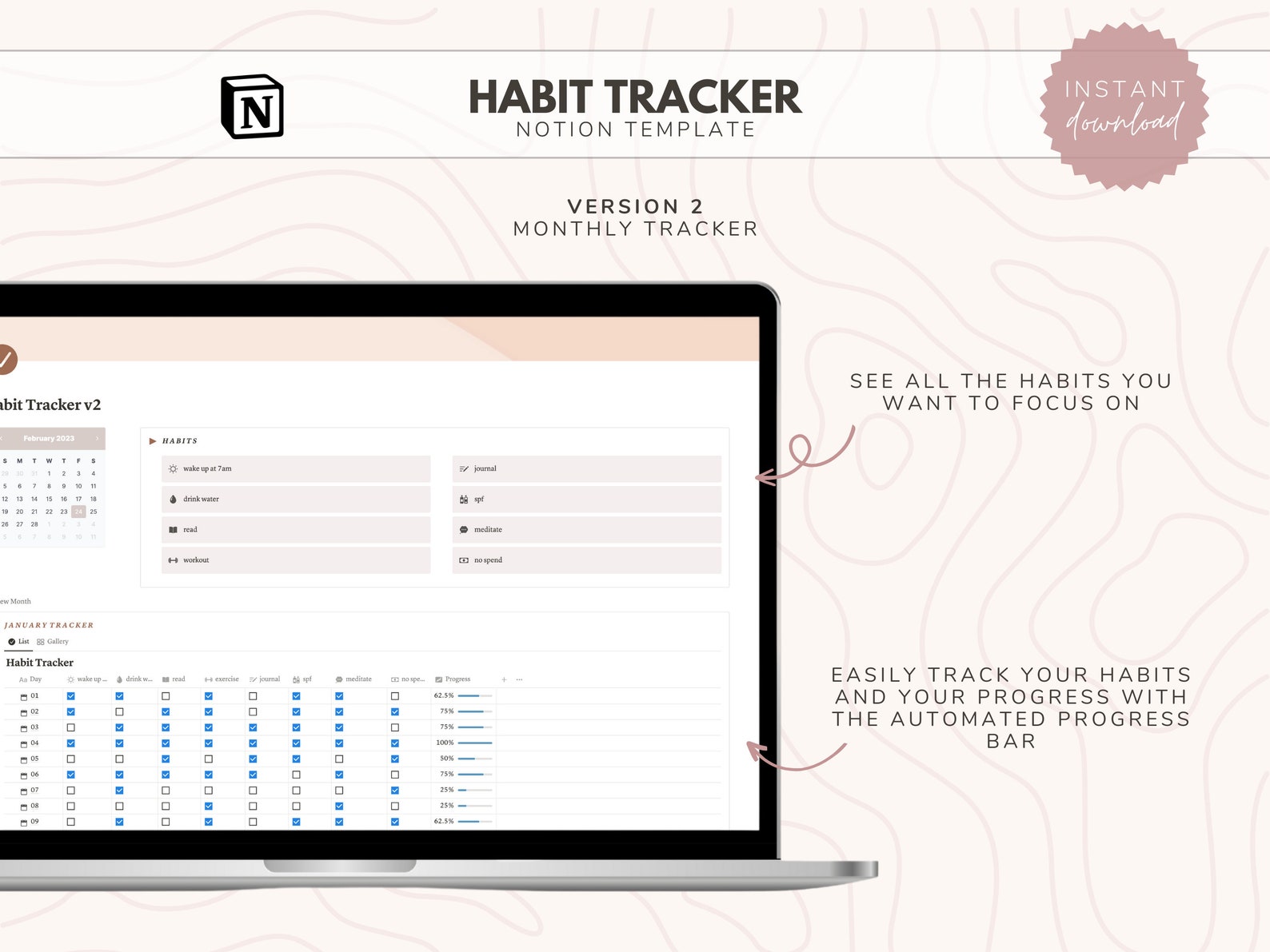 Notion Habit Tracker // Notion Dashboard | Notion Templates | Digital ...